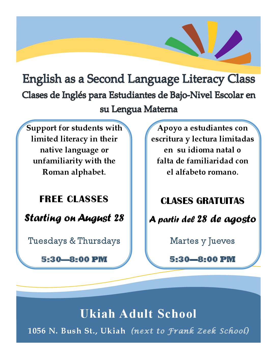 ESL Literacy Flyer - Adult Career Education
